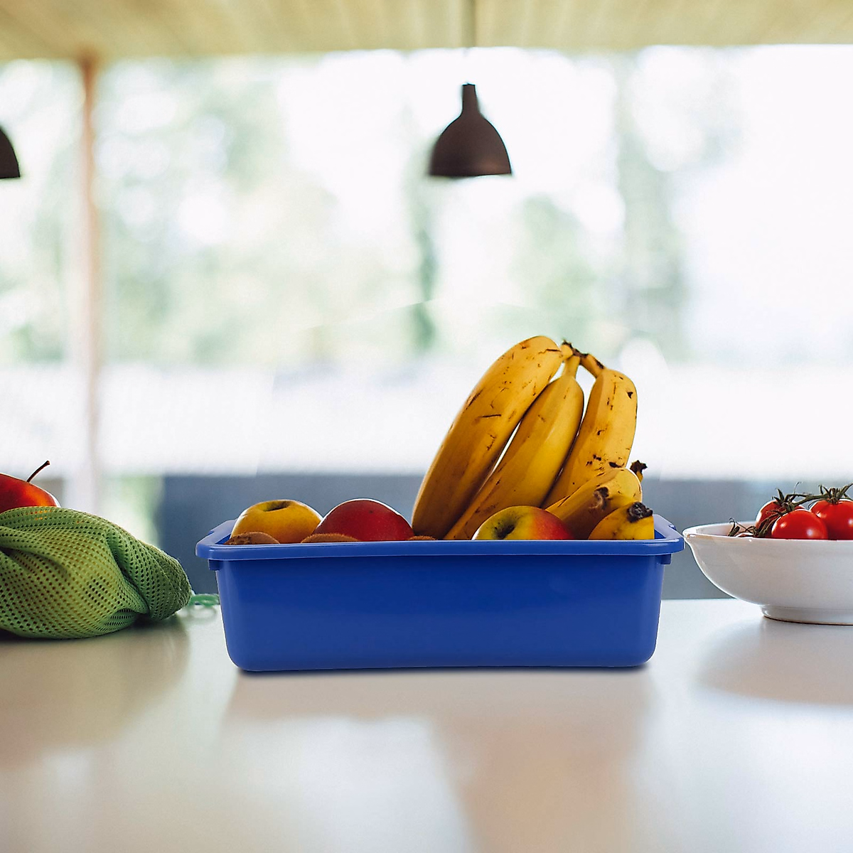 Obstnny 8 L Small Commercial Bus Box, Plastic Wash Tub Basin, 5 Packs, Navy Blue