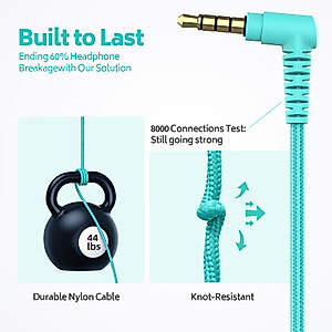 AILIHEN Bulk Classroom Student Headphones (5 Pack) for K-12 School Class Sets Teens with 93dB Volume Limited Wired Foldable Headset for Online Study Library Computer Testing Centers (Blue Green)