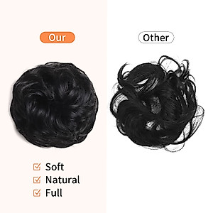 YOGFIT Messy Bun Hair Piece Thick Volume Tousled Updo Hair Bun Extensions Curly Wavy Synthetic Ponytail Hairpieces Hair Scrunchies for Women Girls (Beach Blonde)