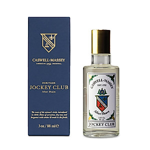 Caswell-Massey Jockey Club Gold Cap After Shave, Soothing Aftershave with Sandalwood, Musk, Jasmine & Geranium, 3 Fl Oz