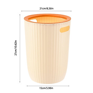 Wastebasket Large Capacity Household Pressure Ring Bathroom Toilet Living Room Kitchen Bedroom Office Waste Tissue Baskets for Under Desk Small Trash Can (Orange)