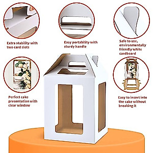 Hzzycaxli 6Pcs Tall Cake boxes with 6 windows and Cake Boards,10x10x12 Inch Large Tiered Cake Box for Wedding Birthday Transport,Durable White Bakery Box Disposable Cake Containers Cake Boxes