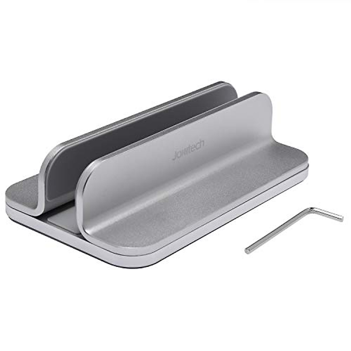 JOKItech Aluminum Laptop Vertical Stand Organizer, Sturdy Laptop Computer Holder Desktop Stand Compatible with New Retina Apple MacBook Pro/Air, Mac Mini, Apple TV and iPad Pro -Silver