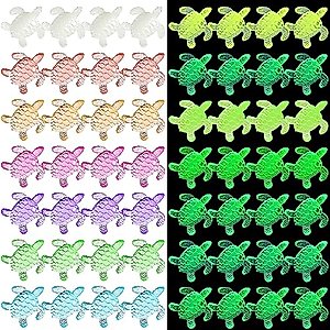 Libima 42 Pcs Luminous Mini Resin Turtle Sea Turtles for Crafts Glow in The Dark Miniature Turtle Statue Mini Resin Animals for Fish Tank Decoration Fairy Garden Dollhouse Landscape Decor 7 Colors