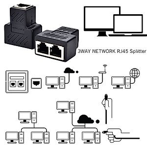 RJ45 Splitter, DISDIM RJ45 Adapter 1 to 2 Ethernet Splitter 8P8C Extender Plug LAN Connector with Shield [Anti-Signal Interference] Compatible with Cat 5/ Cat5e / Cat 6 / Cat7 Network Cable