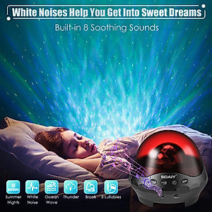 SOAIY Star Projector, Galaxy Projector Starry Night Light Projector with Bluetooth Speaker, Remote Control, 8 White Noises, Works with Alexa Smart App for Kids Adults Bedroom/Party/Home Ceiling Decor