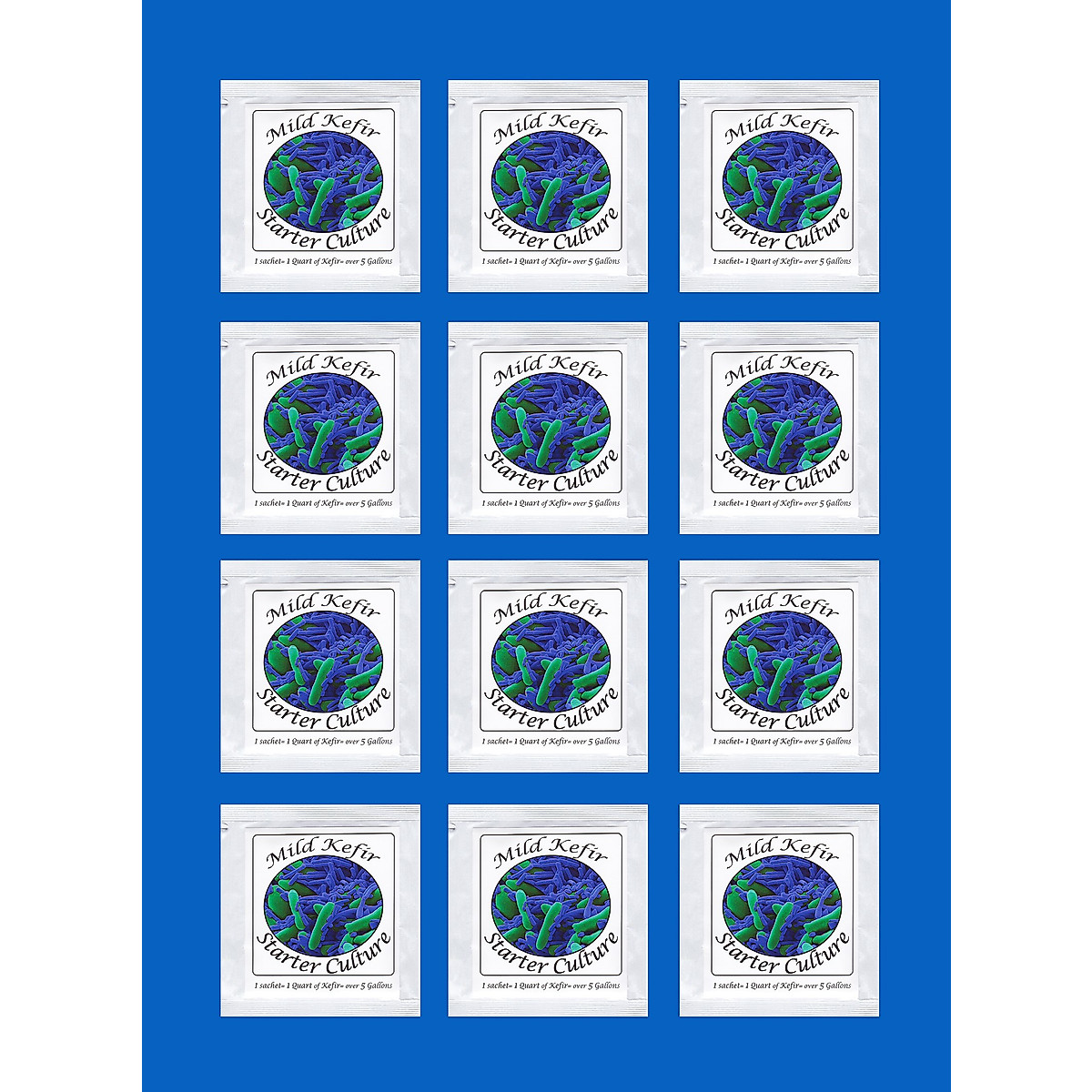 Kefir Starter Cultures - Pack of Freeze-Dried Culture Sachets For Creamy and Mild Milk Kefir (12 sachets)