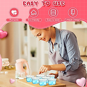 Didaey 72 Pcs 2.4 oz Valentine‘s Day Heart Shaped Containers Plastic Box with Lids Reusable Small Portion Cups Condiment Storage Container Clear Transparent Cup for Food DIY Liquid Foam Ball Soft Clay