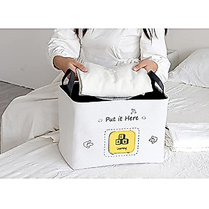 LLoptial Storage Basket, Fabric Storage Organizer Box with 4 Stickers for Home, Office, Shelf, Pet/Children Toys, Books, Clothes, Dolls