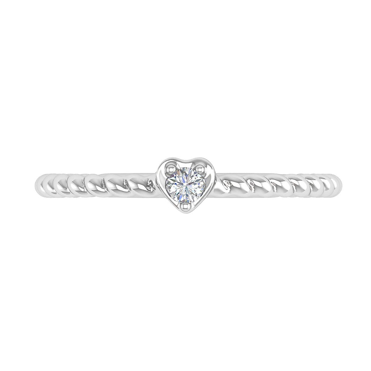 FINEROCK 0.05 cttw Diamond Promise Ring Band in 10K White Gold - IGI Certified (Ring Size 4) (I1-I2 Clarity)