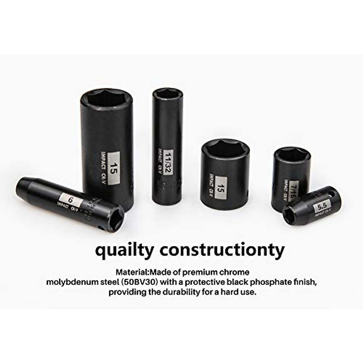 SEKETMAN 50-Piece 1/4" Inch Drive Deep And Shallow Impact Socket Set, SAE/Metric(5/32-Inch to 9/16-Inch and 4-15mm),CR-V-50BV30