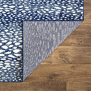 Abani Area Rug - 4x6 - Antelope Collection - Indoor Use - Blue & Cream Animal Print - Medium Pile-Turkish Made-Stain & Shed Resistant Livingroom Bedroom Kitchen Office-Safe for Kids & Pets-Soft Feel