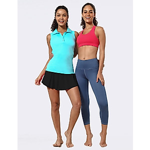 BUBBLELIME 5"/19"/26" XXS-XL Women's UPF 50+ Adjustable Running Skort - Pleated Skirt_BLACK(1) X-Large-5" inseam