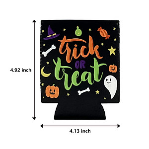 12PCS Halloween Can Coolers Sleeves –Trick or Treat Clover Beer Beverage Party Supplies Decorations Favors