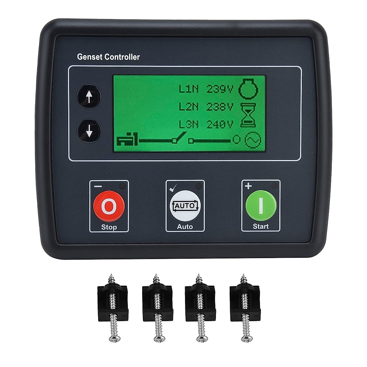 Luqeeg DSE4510 Generator Controller, LCD Display Generator Genset Controller, Auto Start Stop Mains Failure Control Module 3 Phase Generator Set Controller with Three Remotes