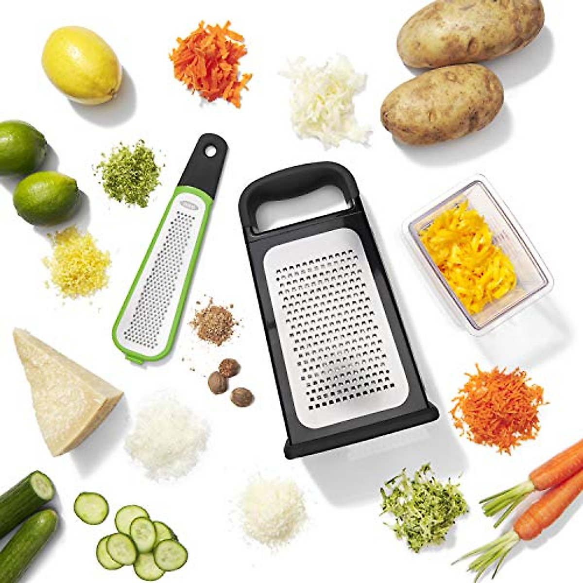OXO Good Grips Etched Box Grater with Removable Zester, Steel