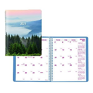 Brownline 2023 Essential Monthly Planner, 14 Months, December 2022 to January 2024, Twin-Wire Binding, 8.875" x 7.125", Mountain Green (CB1200G.03-23)