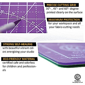 KC GLOBAL A2 (25"x19") Professional Grade Self-Healing Cutting Mat (Purple) - Odor-Free, Double-Sided, eco-Friendly, Durable. Premium Desk mat for Crafting, Sewing, Quilting and Art Projects