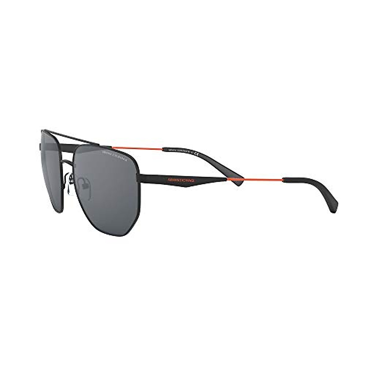A|X ARMANI EXCHANGE Men's AX2033S Square Sunglasses, Matte Black/Light Grey Mirrored/Black, 59 mm
