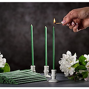 Danilovo Pure Beeswax Candles - No-Drip, Smoke-Less, Tall, Thin Taper Candles – Decorative Candles for Church Prayer, Decor or Birthday Candles – Honey Scented Candles – 7.3”x0.24” (Green, 50pcs)