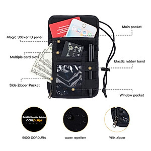 EXCELLENT ELITE SPANKER Passport Holder Nylon Neck Pouch RFID Blocking Travel Neck Wallet ID Card Organizer Pouch with Neck Lanyard(Black)