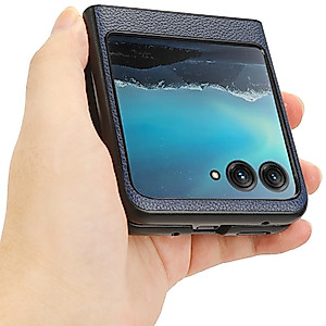 Ranyi for Motorola Razr+ (2023) Case, Motorola Razr 40 Ultra Case, Slim Leather Wallet Case with Credit Card Holder Slots Protective TPU Bumper Case for Motorola razr+ 2023 /Razr 40 Ultra -Blue