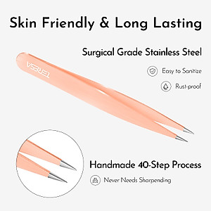 Terresa-Beauty Eyebrow Tweezers Women Professional, 4 in 1 Precision Tweezer Set, Facial Hair Plucking, Ingrown Hair Remover, Multicolor