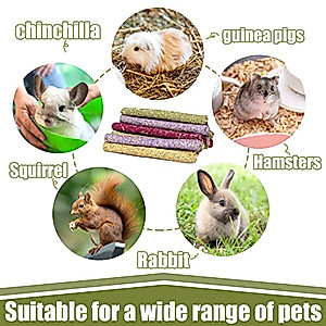 AKLHLKK 68PCS Rabbit Chew Toys, Natural Timothy Hay Sticks Guinea Pig Chews for Teeth Hamster Molar Treats Snacks Accessories for Bunny, Chinchillas, Rats, Gerbils and Other Small Animals