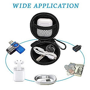 SAVORI Earphone Case Earbuds Small Carrying Cases Bling Rhinestone Crystal Portable Headphone Organizer Storage Pouch Bag with Carabiner 1 Pack (Pink)