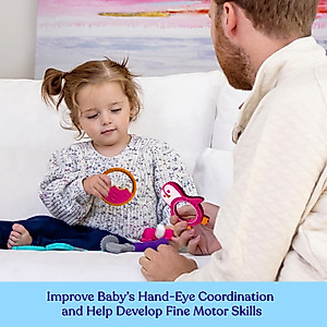 Baby Teething Toys for Newborn, Infants 0-6 Months Silicone Teethers for Babies 6-12 Months BPA Free (Penguin - Pink & Orange)