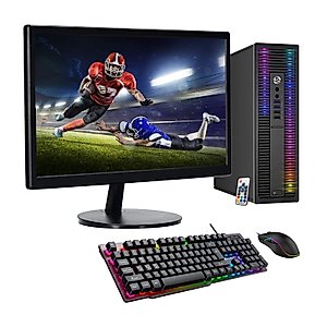 HP Custom Built RGB Lights PC with 24 Inch Monitor ProDesk Desktop Computer Intel Core i5 6500 Quad-Core Processor GeForce 1030 2GB 16GB RAM 256GB SSD Win 10 Pro Gaming Keyboard & Mouse (Renewed)