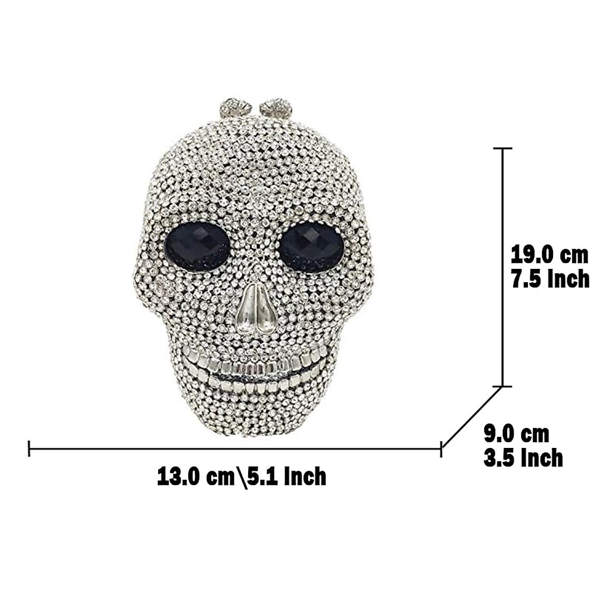 Boutique De FGG Golden Skull Crystal Clutch Purse Women Rhinestone Evening Handbags Party Prom Halloween Clutch Bag, Mini