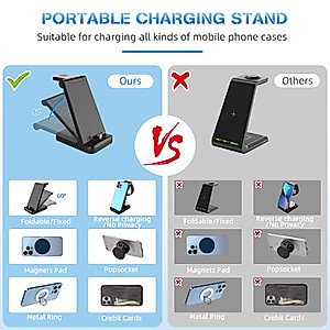 Charging Station for Apple Multiple Devices, １８𝐖 𝐅𝐨𝐥𝐝𝐚𝐛𝐥𝐞 ３ 𝐢𝐧 １ Charger Dock Stand for iPhone 14 Pro Max/13/12/11/X/8 Plus, Fast Charger Station Suitable for iPhone, iWatch, AirPods