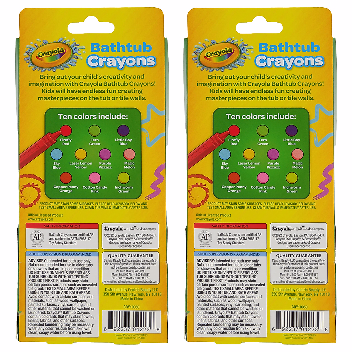 Crayola Taste Beauty Bathtub Markers, Washable Markers for Kids’ Bath Time, 2 pack Bundle