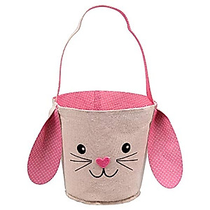 Easter Canvas Baskets. A Clever & Kids` Safe Alternative to Wooden or Plastic Baskets to Avoid Risk of Scratches, Injuries Chewing Wood or Plastic Baskets. Kids Will Love It (1 Pink 1 Blue)