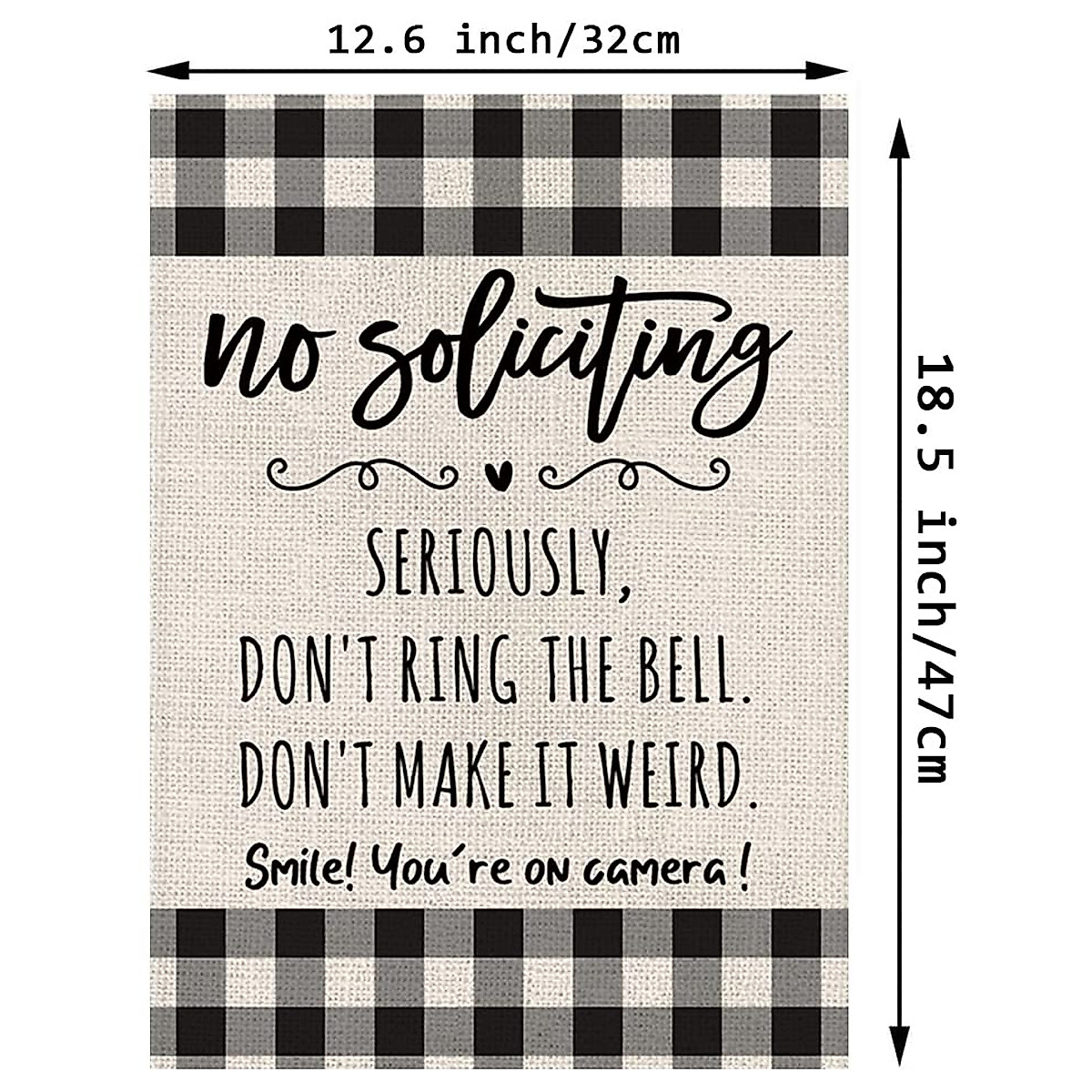 Funny Garden Flag No Soliciting Seriously Don't Ring The Bell Don't Make It Weird Smile Vertical Double Sided Outdoor Indoor Yard Decoration 12.5 x 18 Inch
