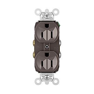 Legrand Pass & Seymour TR5262CC12 15 Amp Tamper Resistant Construction Specification Grade Duplex Receptacle Outlet, Back and Side Wire, Brown (1 Count)