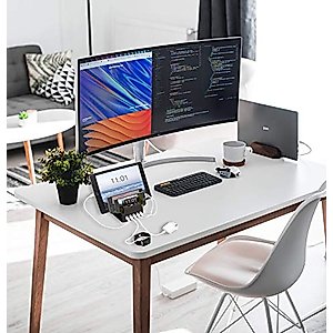 Power Hub Plus Charging Station - Charge Up to 7 Devices Using Only One Wall Outlet | Black Silicone Won't Scratch Device | Attractive Dependable Table Charging | No Set of Short Cords