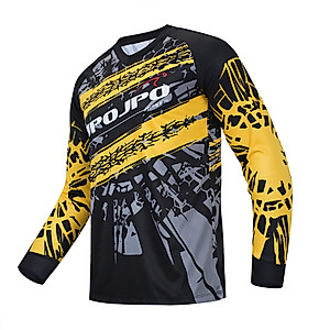 Cycling Jersey Men's Mountain Bike Motocross Jersey Long Sleeve MTB T-Shirt Downhill Tops Sports Racing Blouse Yellow L