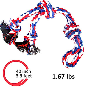 Youngever 2 Pack 3.5 Feet Dog Rope Toys for Aggressive Chewers, Tough Rope Chew Toys for XL, Large Dog, Indestructible Rope