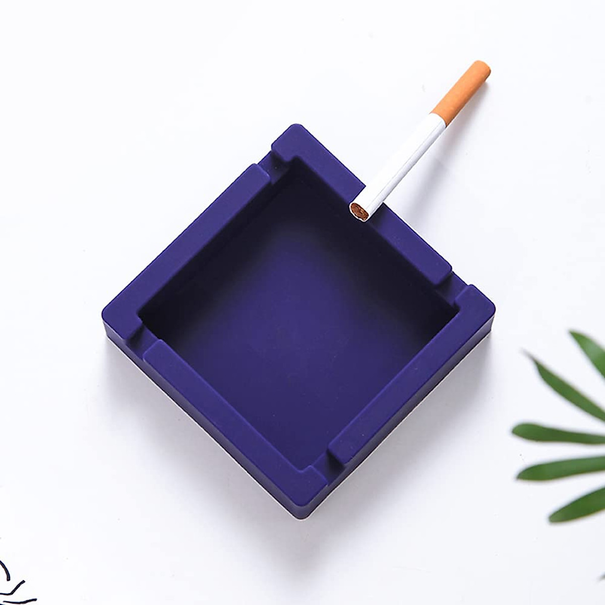 2Pcs Cigar Ashtray Silicone Unbreakable Cigarettes Ashtray Big with 4 Dual-use Rest for Outdoors, Patio, Outside, Indoor (Blue)