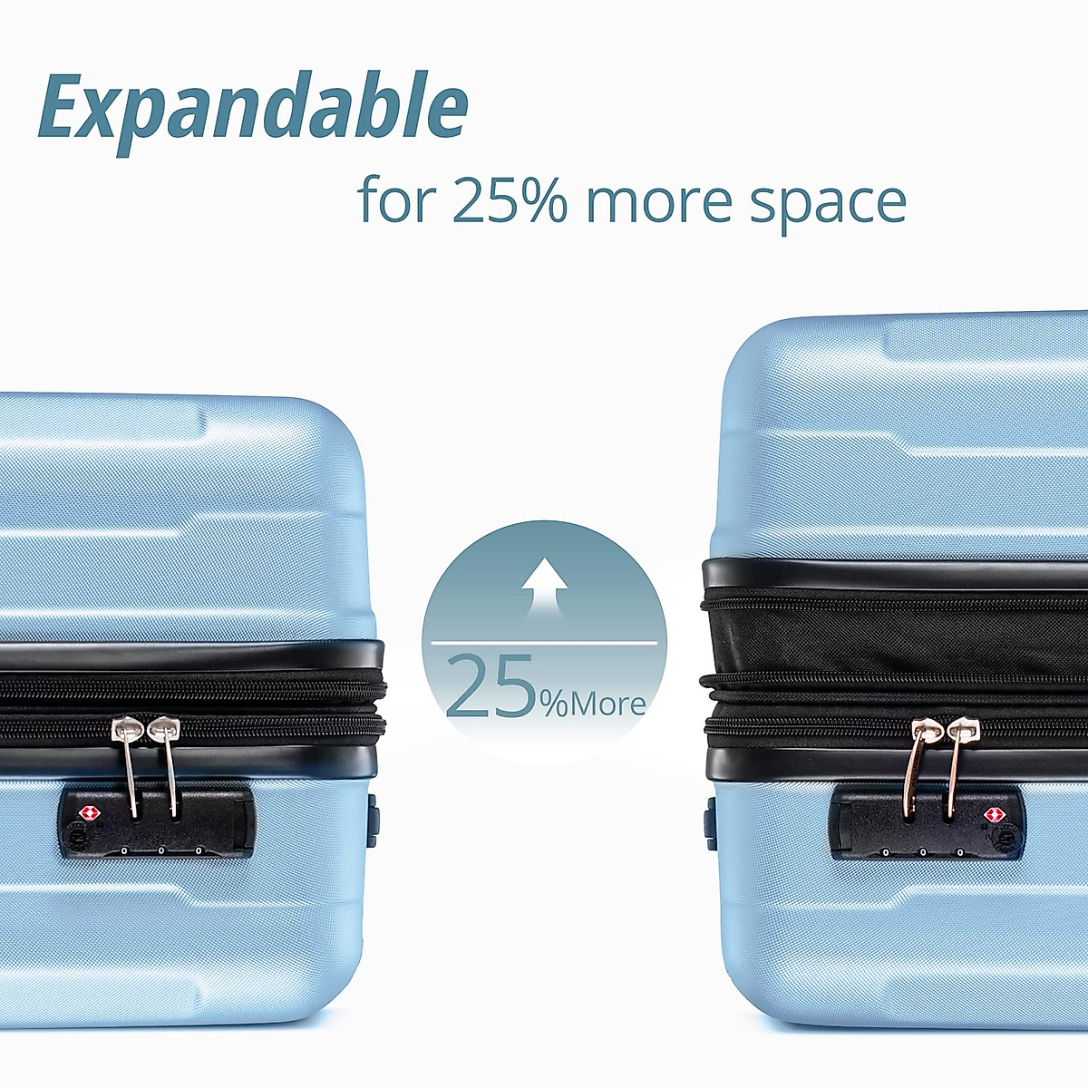 Merax Luggage Sets 2 piece Carry on Luggage Suitcase Sets of 2, Hard Case Luggage Expandable with Spinner Wheels (Baby Blue 2-Piece (20/28))