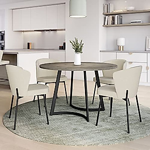 Amisco Josie 48" Round Table - Greyish-Brown TFL/Black Metal