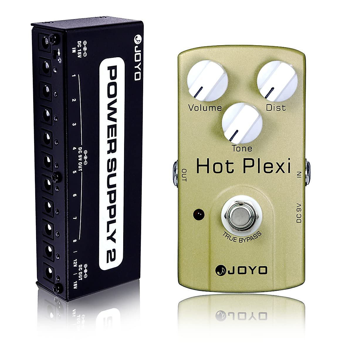 JOYO JF-32 Hot Plexi Distortion Pedal Bundle with JP-02 DC 9V 18V Pedal Power Supply