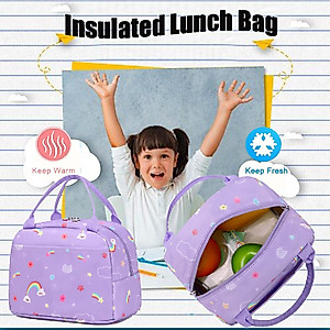 Jumpopack Unicorn Backpack for Girls School Backpack for Elementary Girls Backpack with Lunch Box Lightweight Water Resistance School Bag Preschool Kids Bookbag,Unicorn Cat