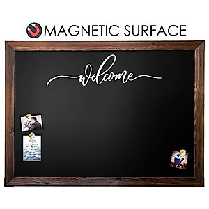 Loddie Doddie Magnetic Chalkboard - Easy-to-Erase Large Chalkboard for Wall Decor and Kitchen - Hanging Black Chalkboards (46x34.5, Rustic Frame)