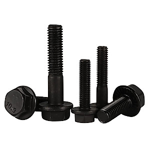 M8 x 50mm Flanged Hex Head Bolts Flange Hexagon Screws, Alloy Steel 10.9 Class, Black Oxide Finish, Partially Threaded, 10 PCS