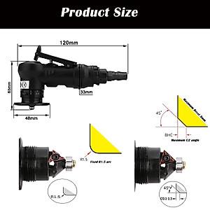 Portable Handheld Pneumatic Chamfering Tool, 45 Degree Mini Pneumatic Chamfering Tool for Metal Beveling Arc Corner Trimming Deburring with 6Pcs C-Angle Blade+6Pcs R-Angle Blade