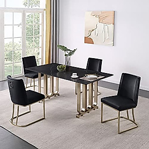 FDFK Modern Velvet Dining Chairs Set of 2 Kitchen Chairs Dining Room Chairs with Golden Metal Base Upholstered Dining Chairs for Dining Room Living Room Kitchen Restaurant