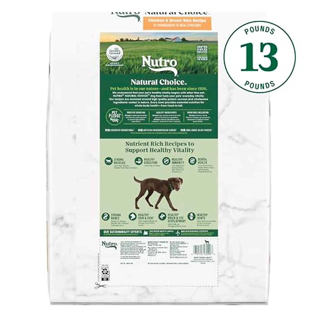 Nutro Core Dry Dog Natural Choice Chicken & Brown Rice Recipe, Dry Dog Food for Large Breed Puppies, 13 lb. Bag
